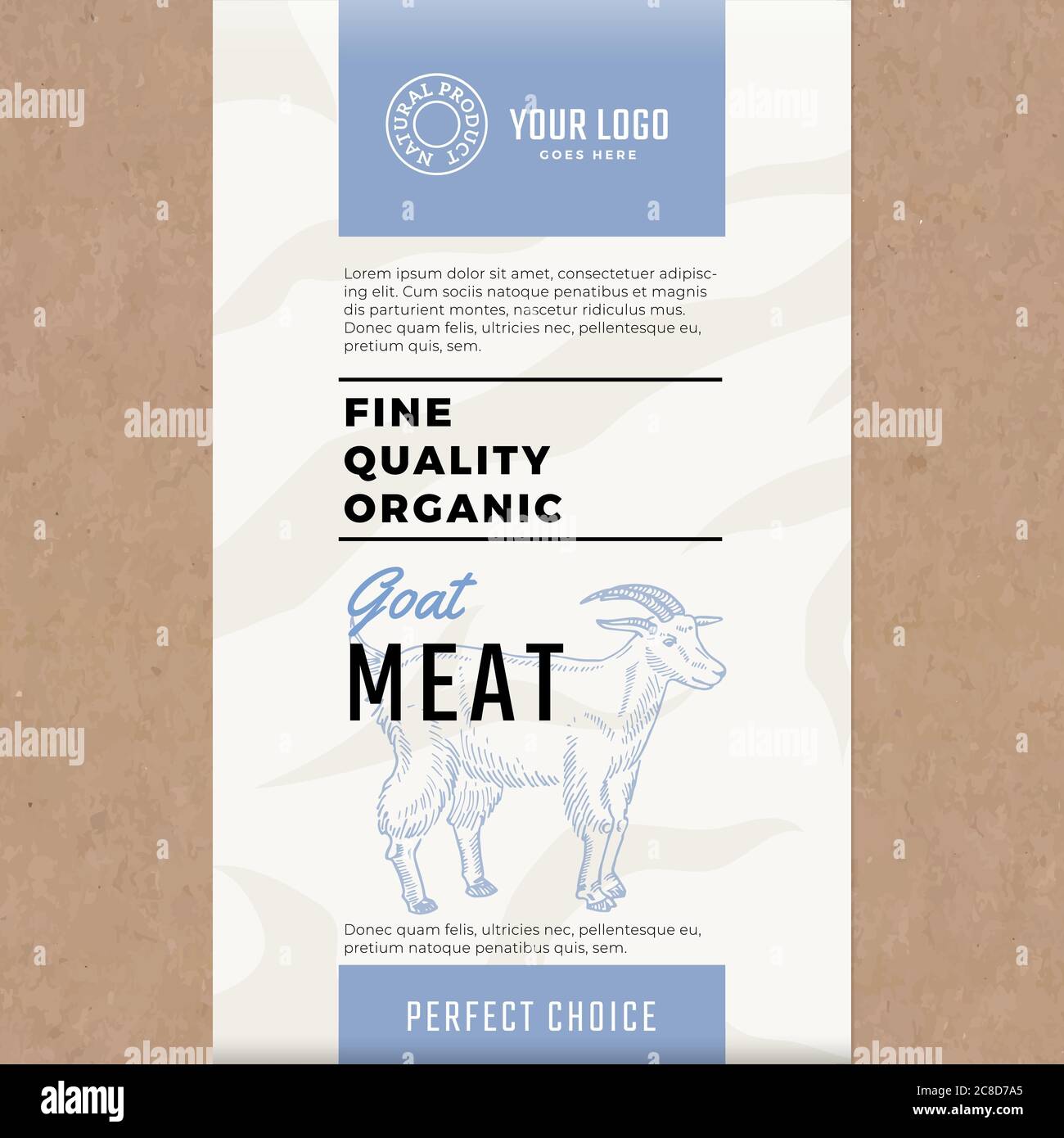 Fine Quality Organic Goat. Abstract Vector Meat Packaging Design or ...