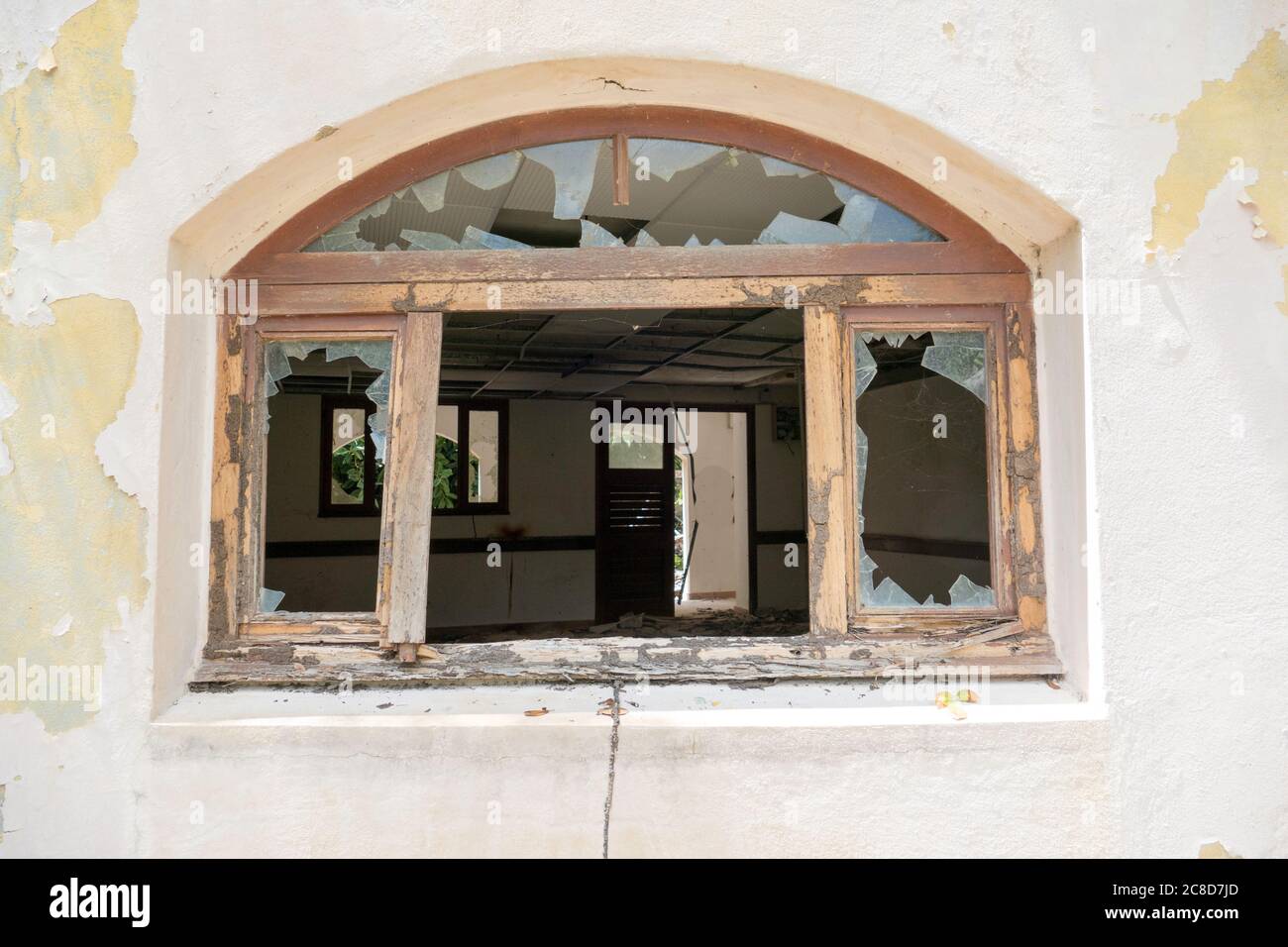 damage windows due to hurricane and natural damages Stock Photo - Alamy