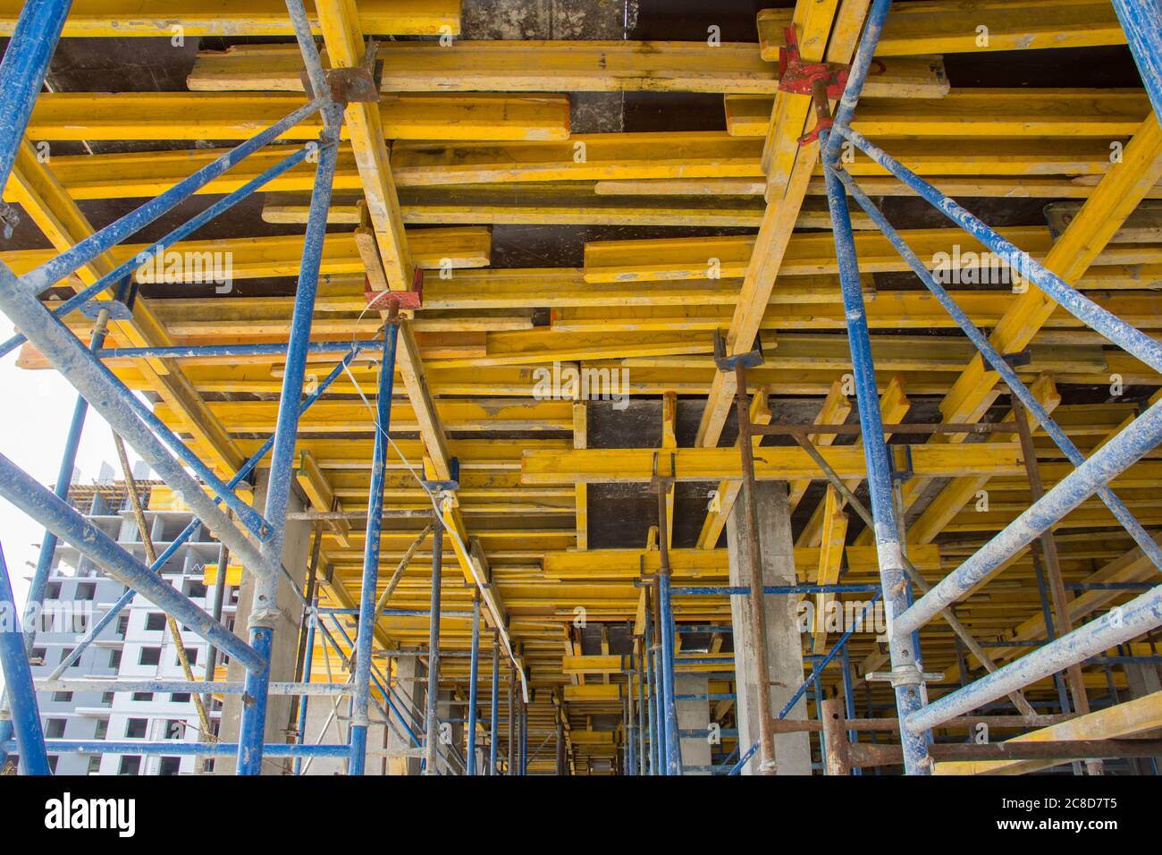 Construction equipment. Construction site work. Concrete formwork and ...