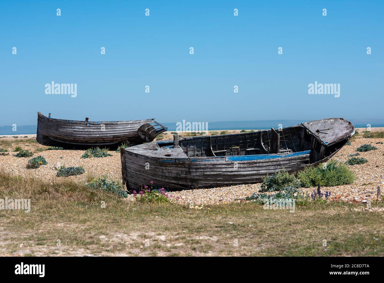 Derelict abandoned wooden fishing boat, gnarly wood & flaking paint on ...