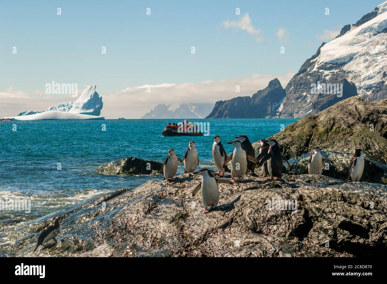 Tourists in a zodiac landing at Point Wild, where the men of the ...