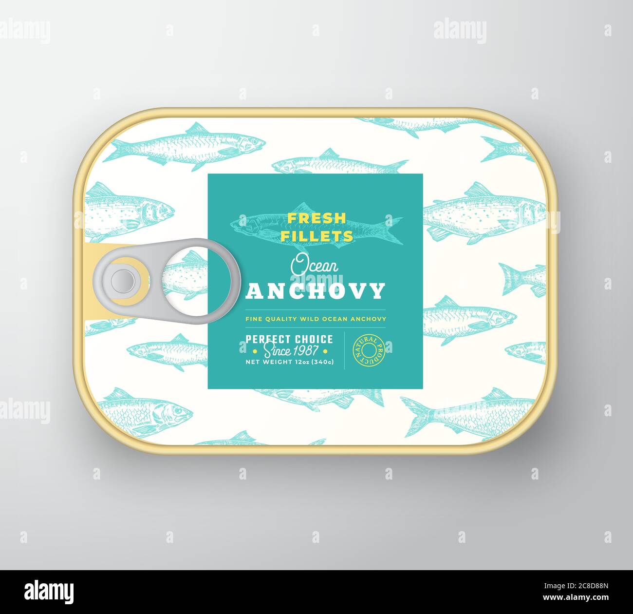Canned Fish Label Template. Abstract Vector Fish Aluminium Container ...