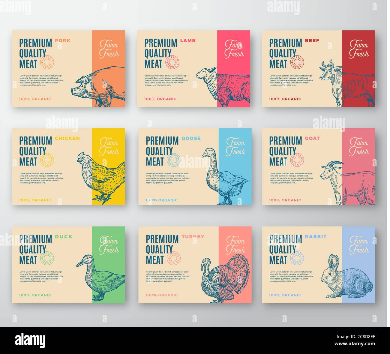 Premium Quality Meat and Poultry Labels Bigger Set. Abstract Vector ...