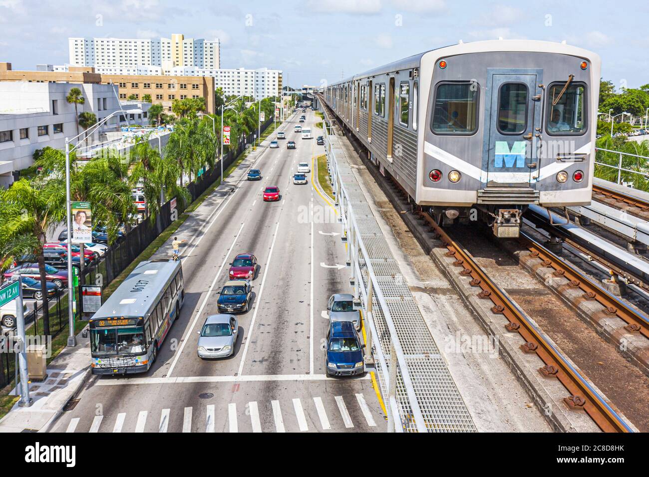 Miami Florida,NW 12th Avenue,Metrorail,elevated track,train system ...