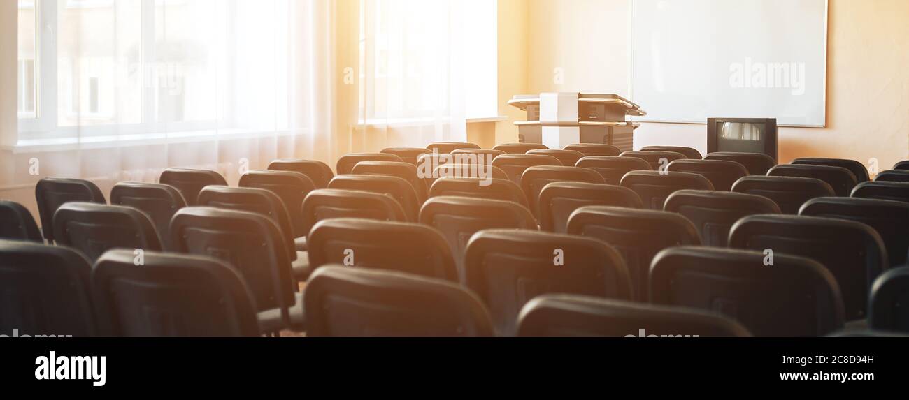 Empty school assembly hall for meetings and presentations, school ...
