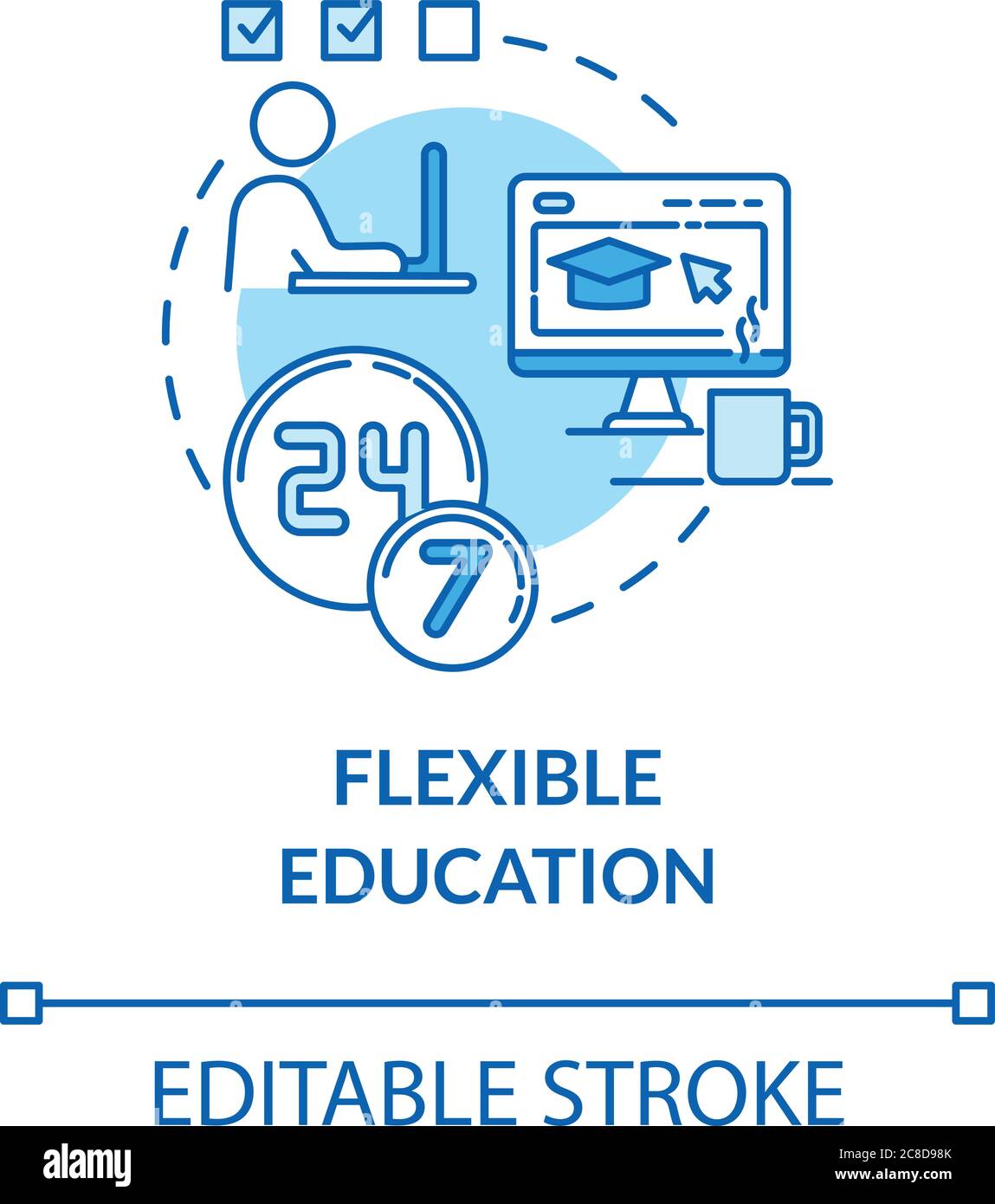 Flexible education concept icon. Blended learning. Students time ... Flexible education concept icon. Blended learning. Students time ...