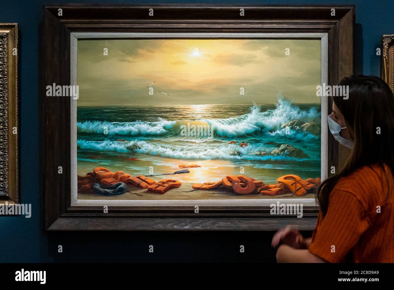 EMBARGOED TILL 0900 GMT 24/7/20 - Banksy, Mediterranean Sea View 2017 ...