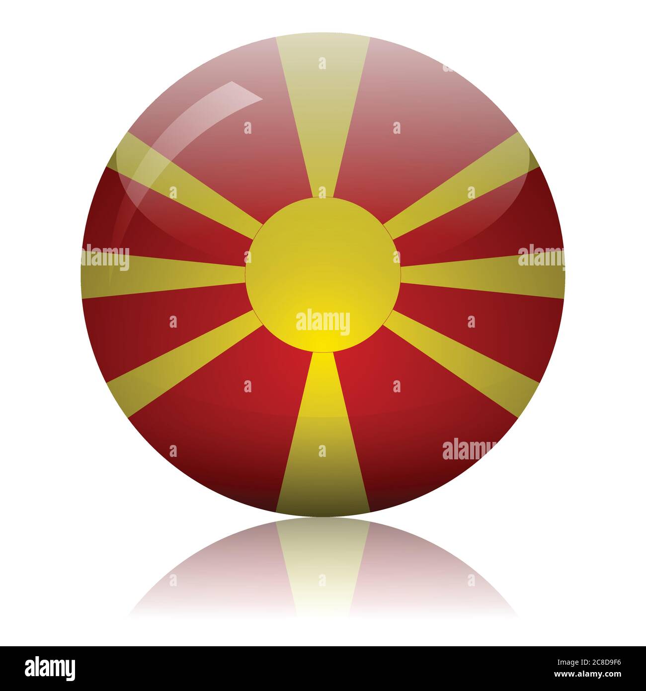 Macedonian flag glass ball on light mirror surface vector illustration ...