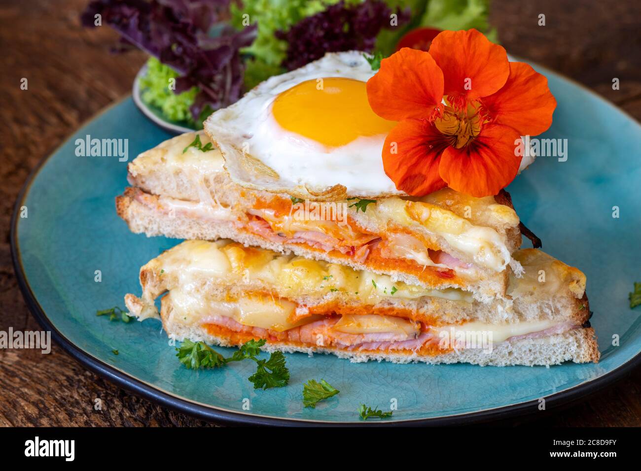 Closeup of a french croque madame hi-res stock photography and images ...