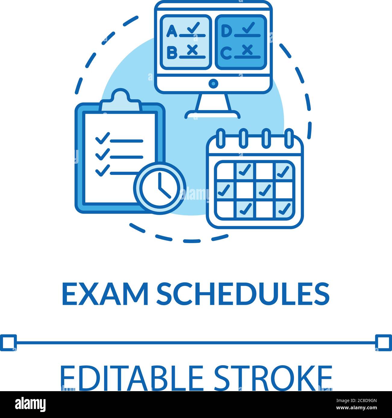 Exam schedules concept icon. Examination dates. Educational plan ...