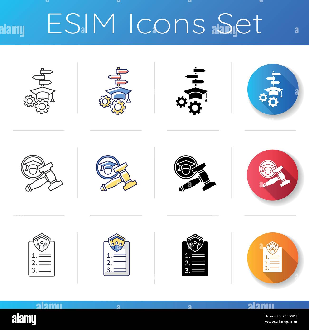 College life icons set. University major. Lawyer degree. Flatmates ...