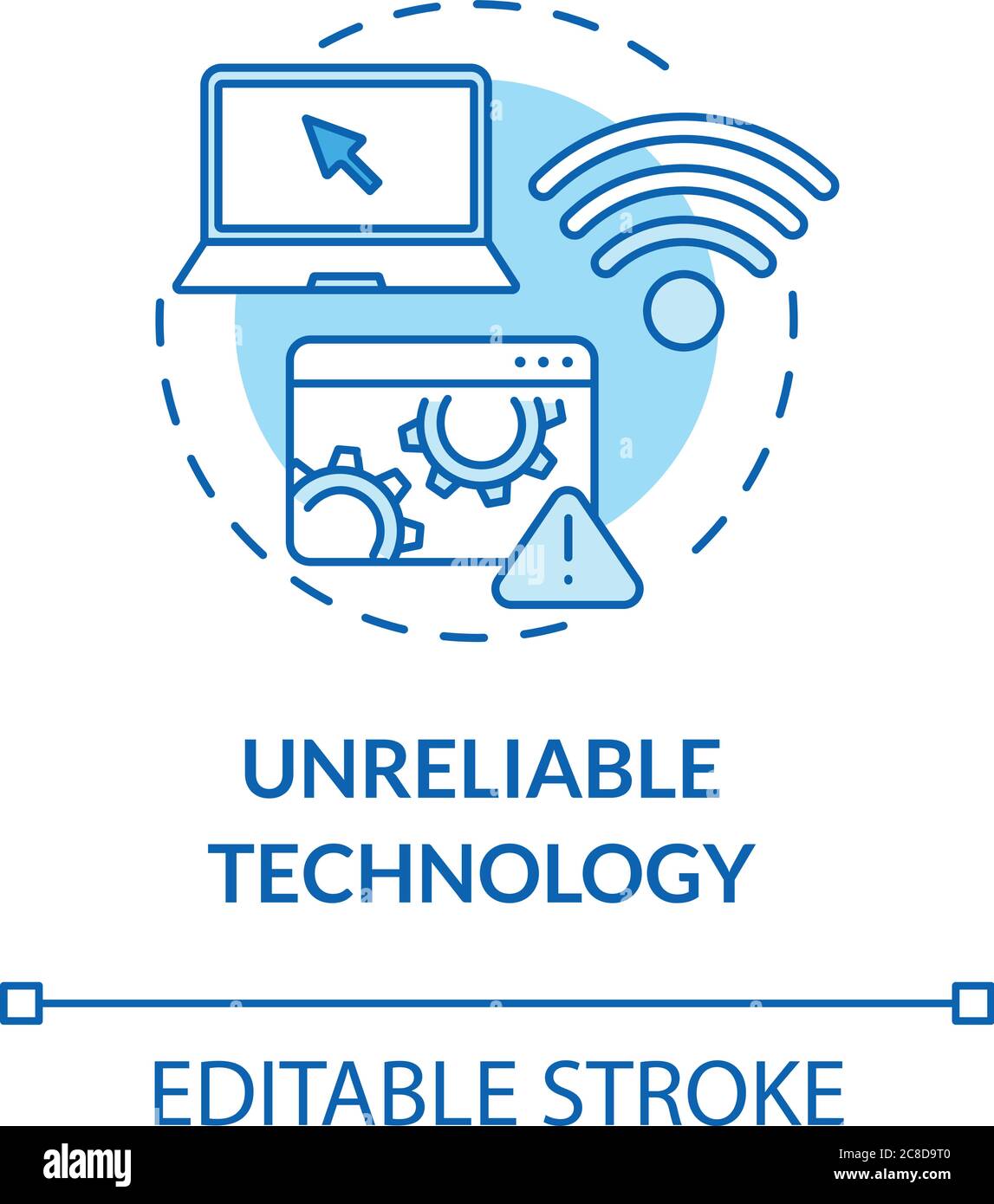Unreliable technology concept icon. Elearning problems. Weak wifi ...