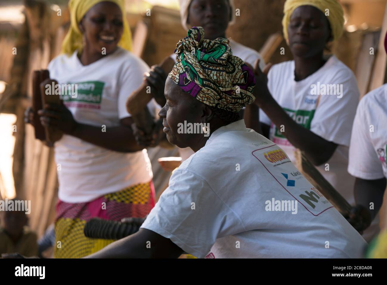 Indigenous Jola tribe women play traditional musical instruments during ...