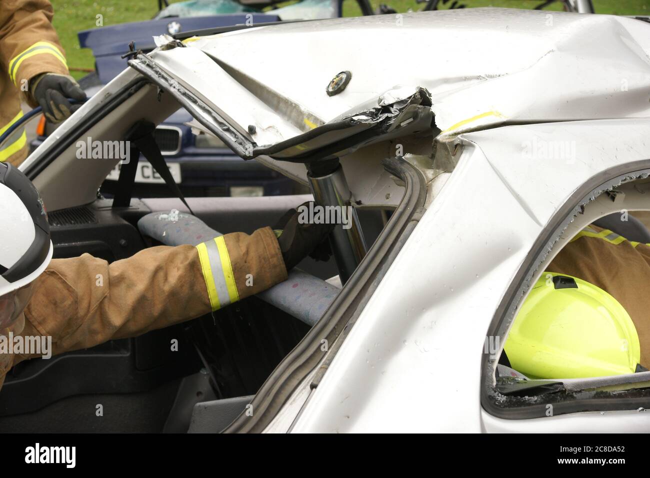 car crash, mechanical entrapment, rescue cutting equipment Stock Photo ...