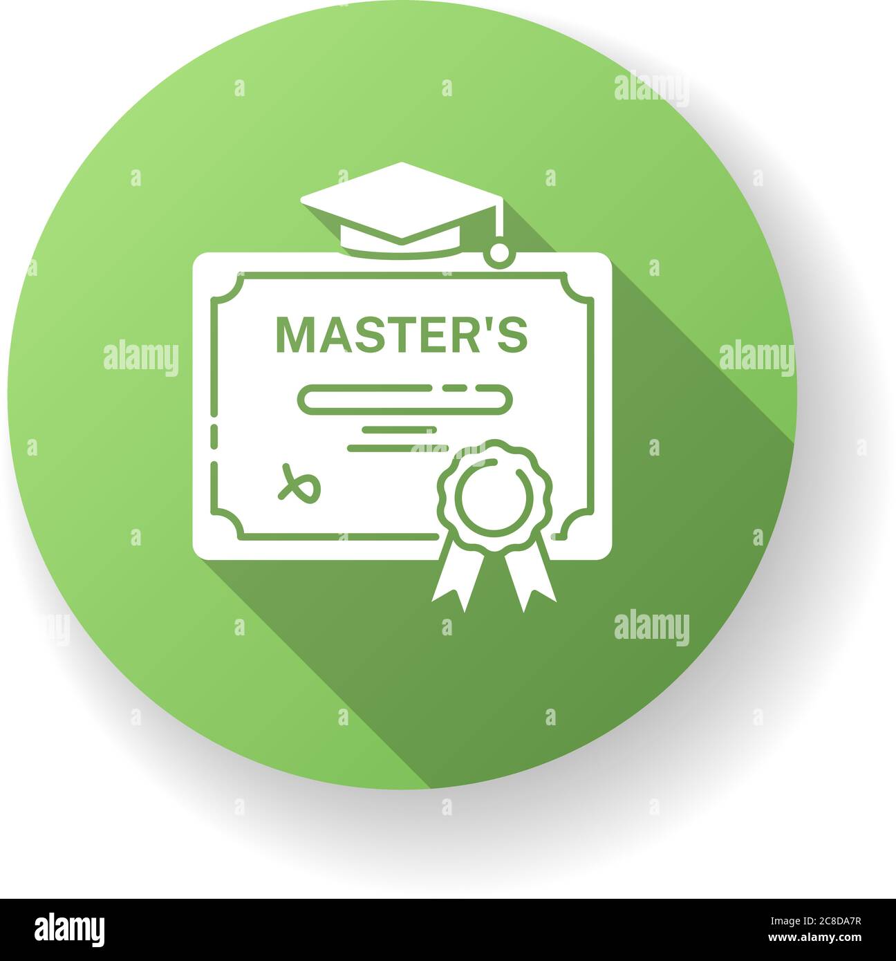 Masters degree green flat design long shadow glyph icon. University ...