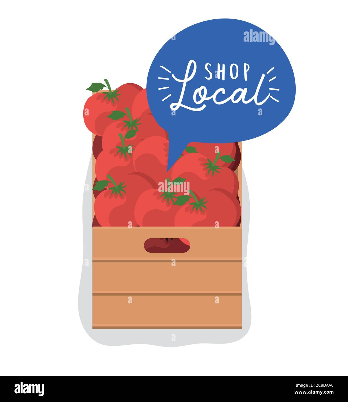 tomatoes box with shop local inside bubble design of retail buy and ...