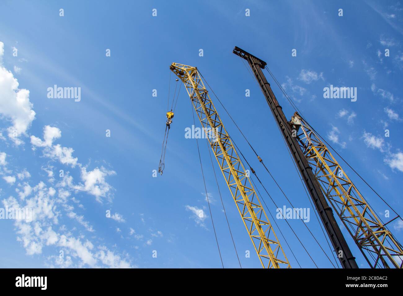 Tower crane and Bore pile rig machine at the construction site in ...