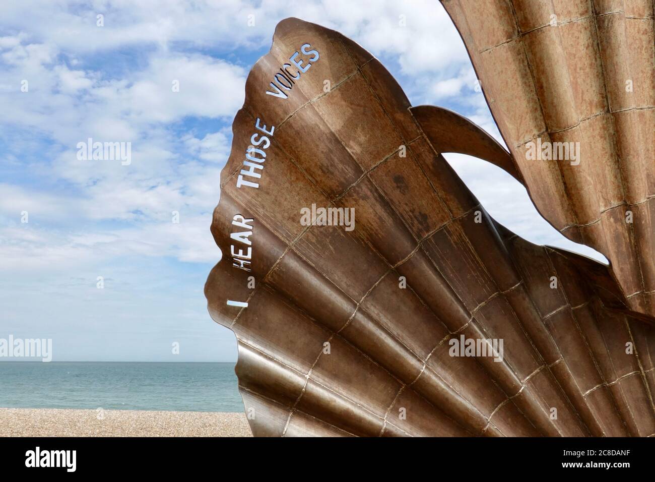 Aldeburgh, Suffolk, UK - 23 July 2020: Maggi Hambling’s The Scallop ...