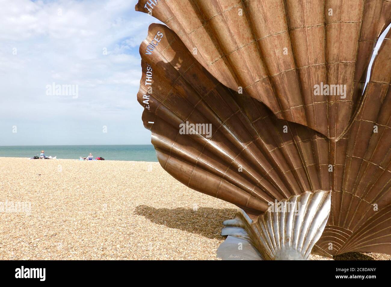 Aldeburgh, Suffolk, UK - 23 July 2020: Maggi Hambling’s The Scallop ...
