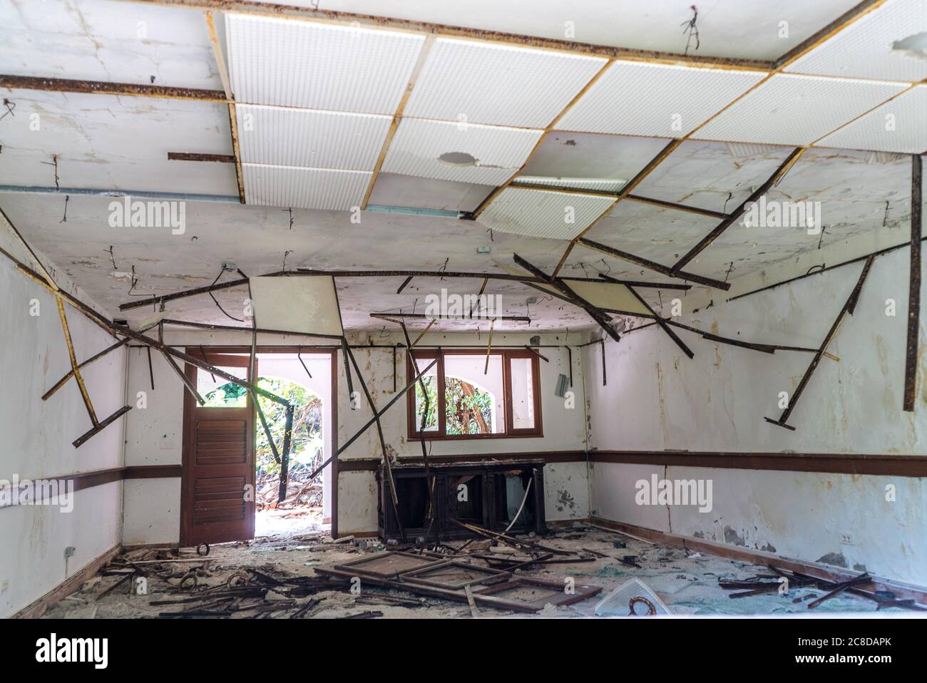Worn down damage building due to hurricanes Stock Photo - Alamy