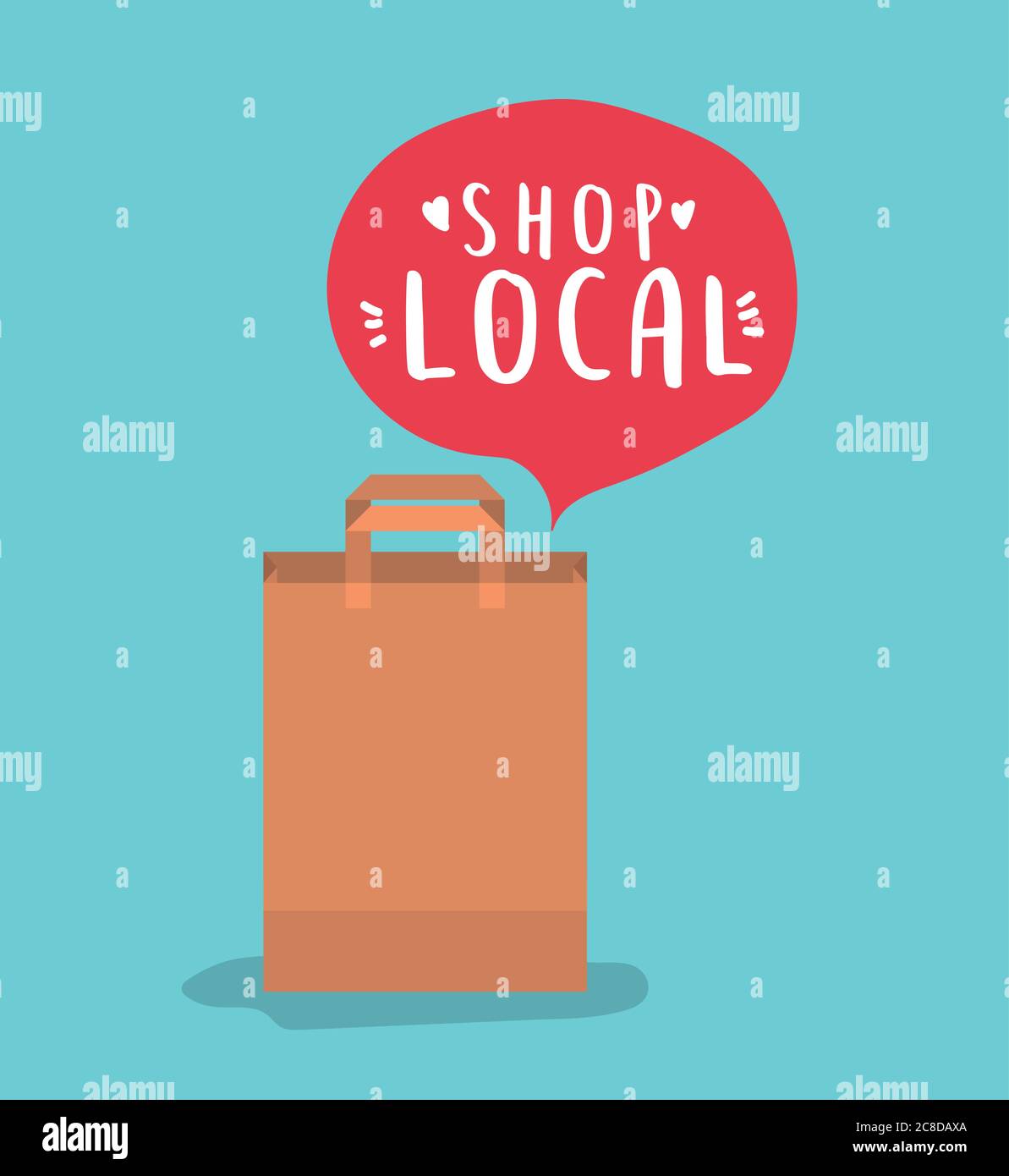 bag with shop local inside bubble design of retail buy and market theme ...