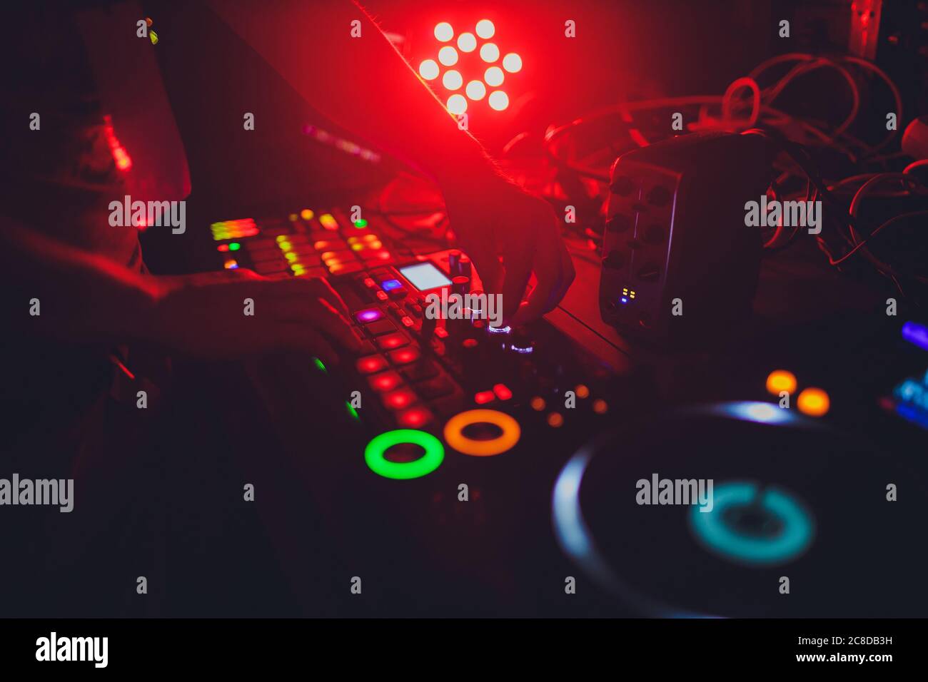 Close up view of professional DJ console Stock Photo - Alamy