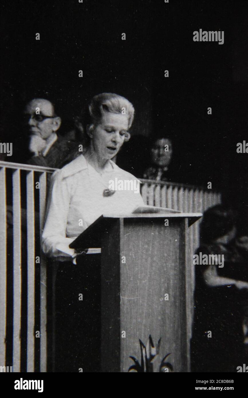 Fine 70s vintage black and white lifestyle photography of an announcer ...