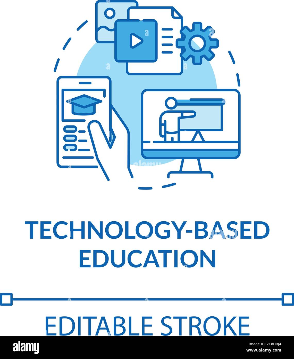 Technology based education concept icon. Elearning and mlearning ...