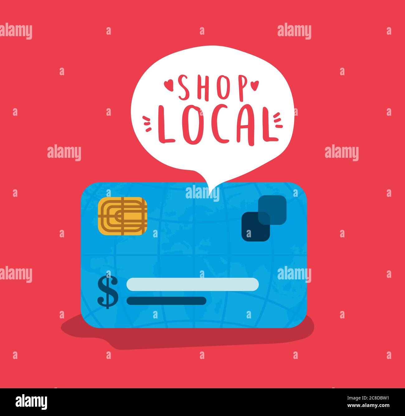 credit card with shop local inside bubble design of retail buy and ...