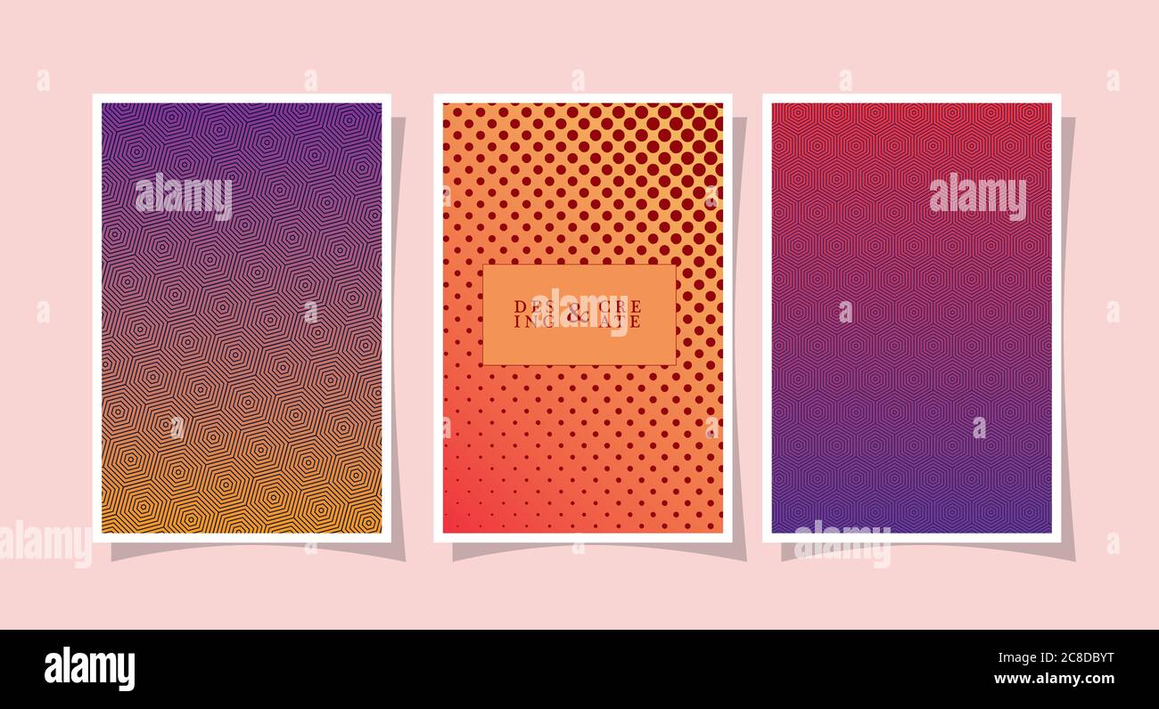 purple yellow orange gradient and pattern backgrounds frames set, Cover ...