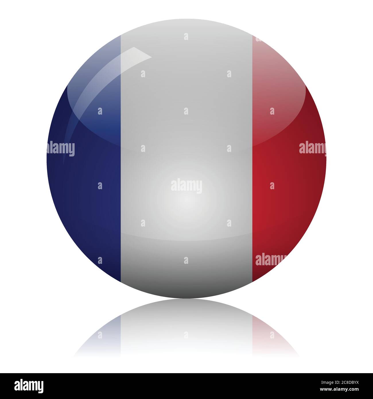 French flag glass ball on light mirror surface vector illustration ...