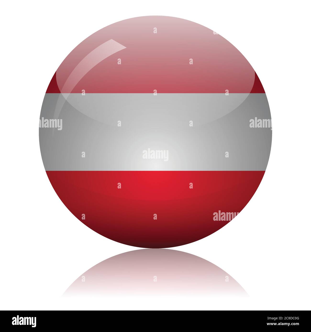 Austrian flag glass ball on light mirror surface vector illustration ...