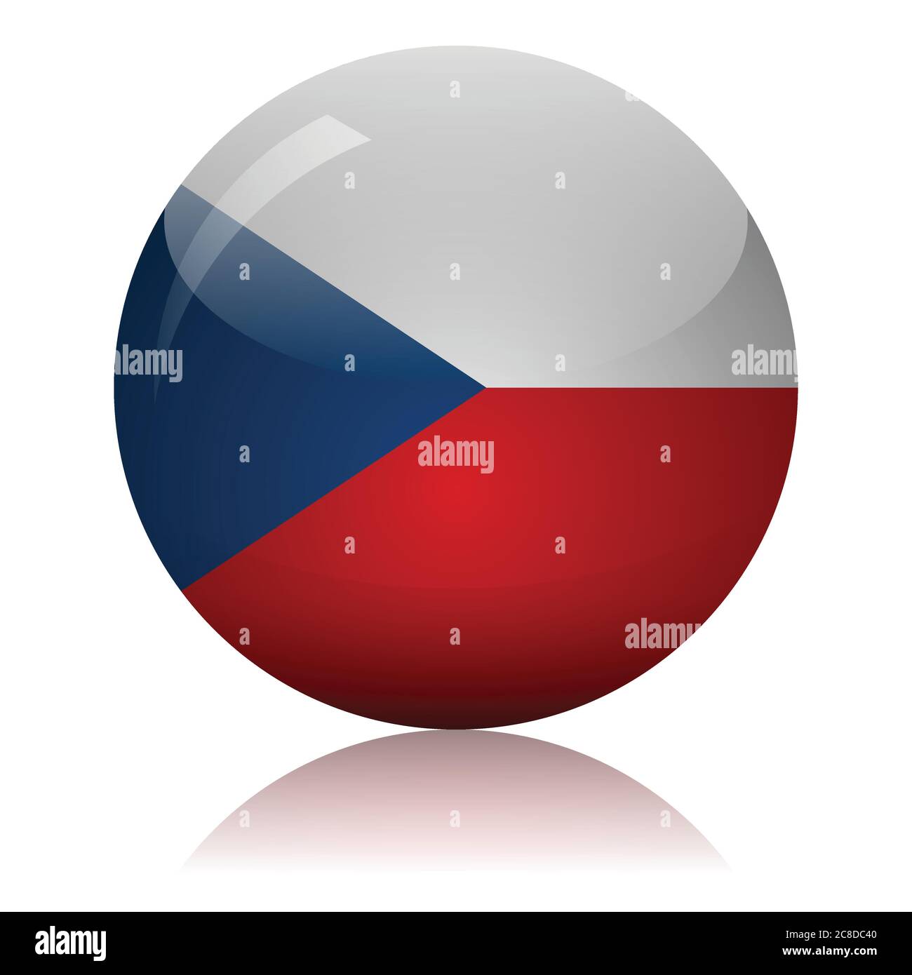 Czech flag glass ball on light mirror surface vector illustration Stock ...