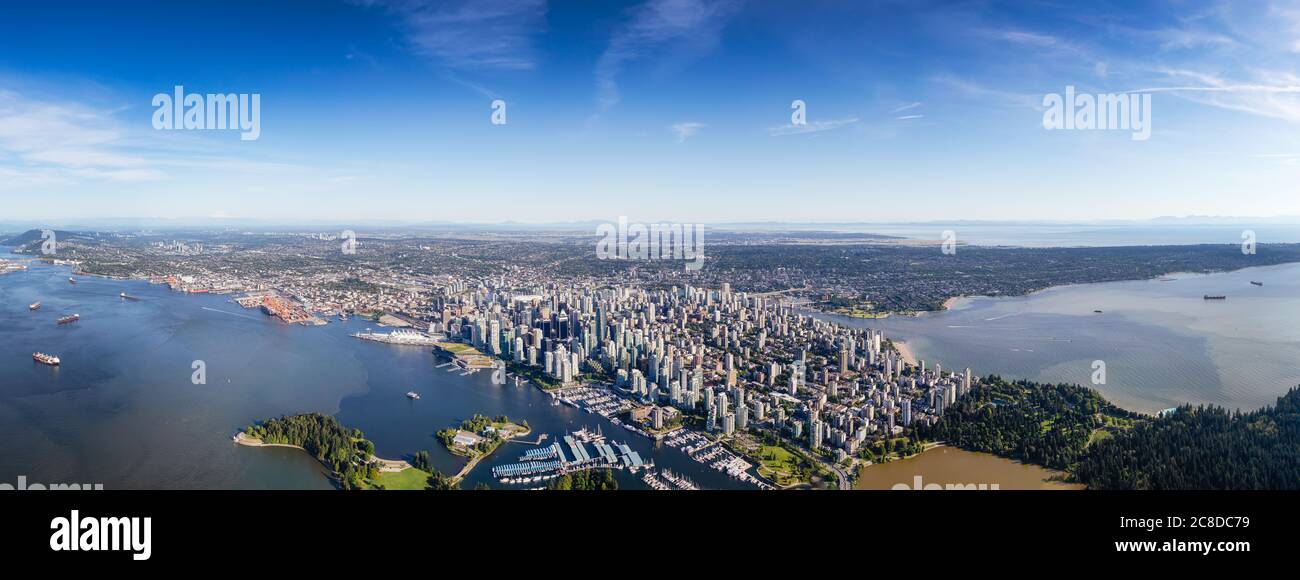 Downtown Vancouver, British Columbia, Canada. Aerial Panoramic View ...