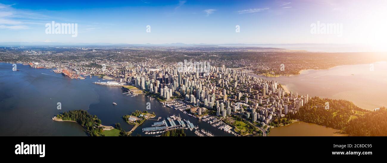 Downtown Vancouver, British Columbia, Canada. Aerial Panoramic View ...