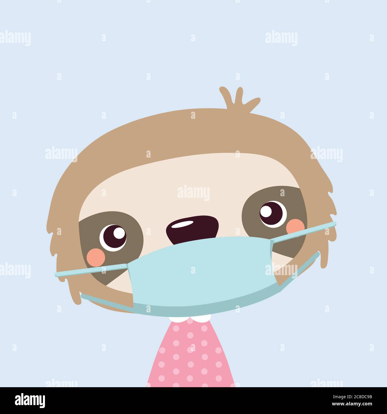 vector covid-19 virus face mask cartoon animal illustration Stock ...