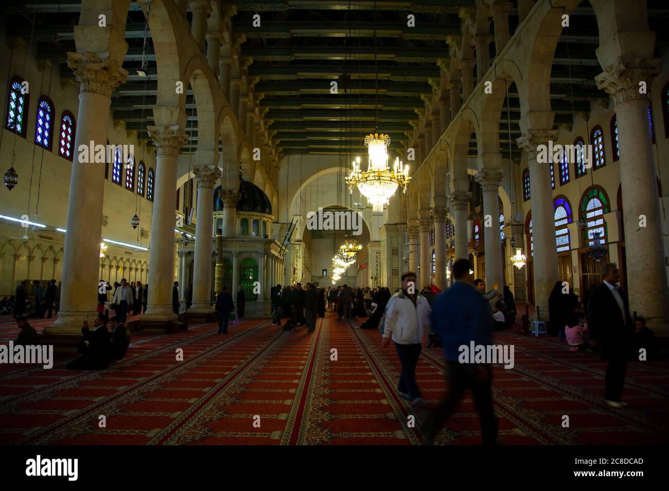 Damascus, Syria 03/28/2010: Interior view of the famous Umayyad Mosque ...