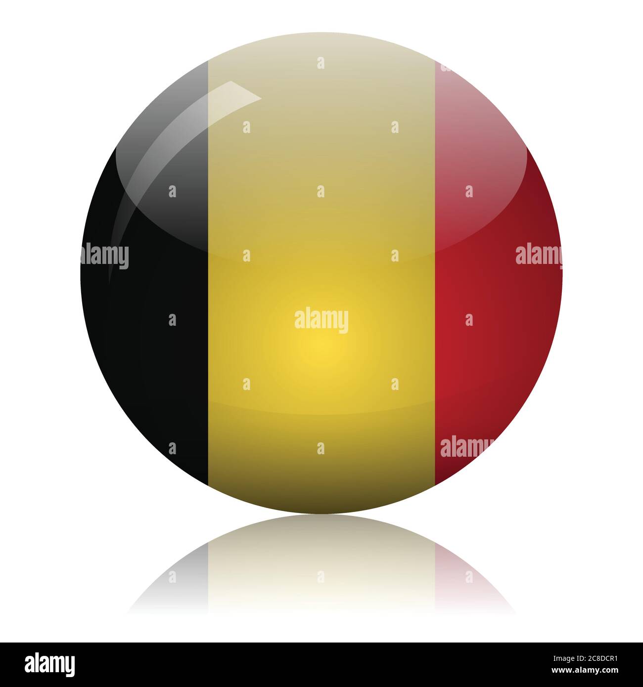 Belgian flag glass ball on light mirror surface vector illustration ...