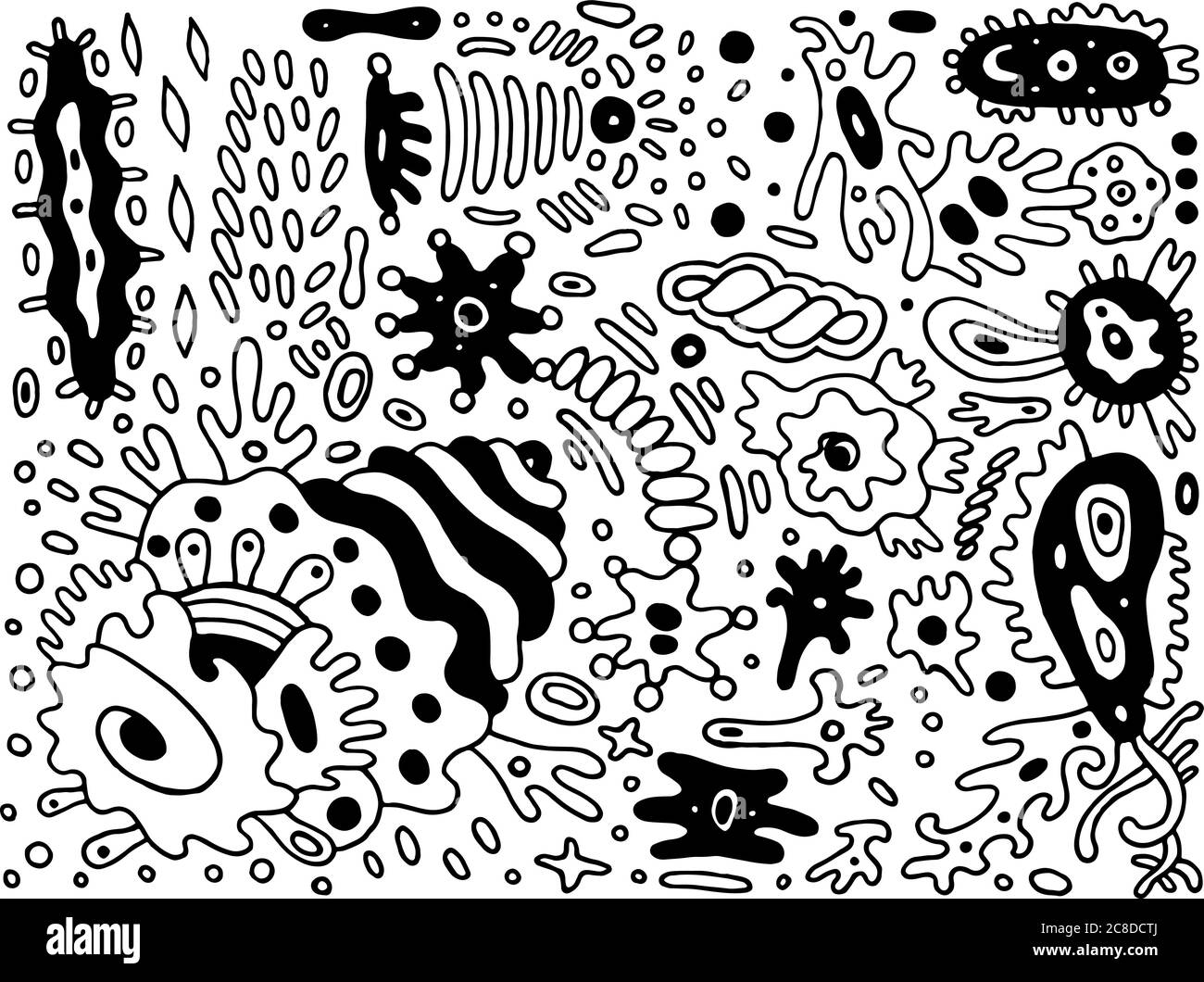 Fantastic cartoon abstract doodle. Ink line drawing. Coloring page for ...