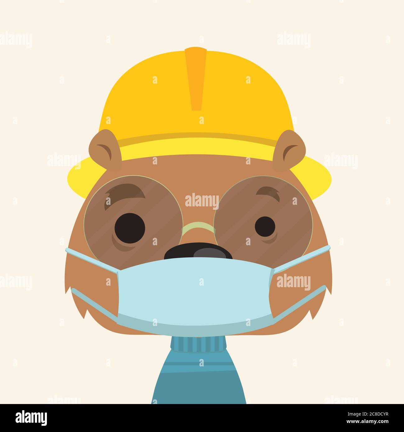 vector covid-19 virus face mask cartoon animal illustration Stock ...