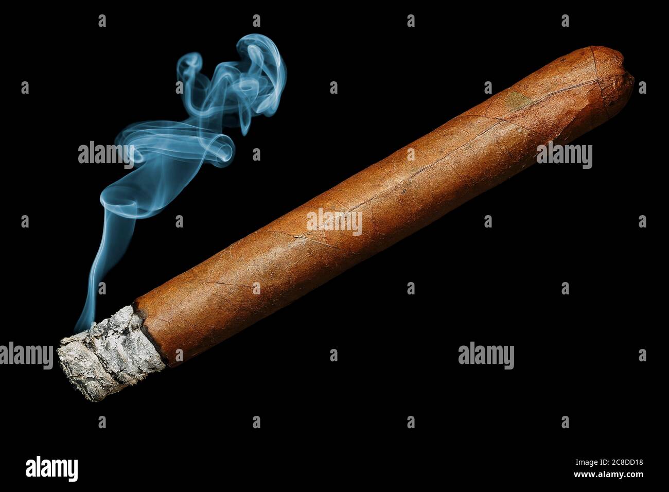 cigar with smoke isolated on black background Stock Photo - Alamy