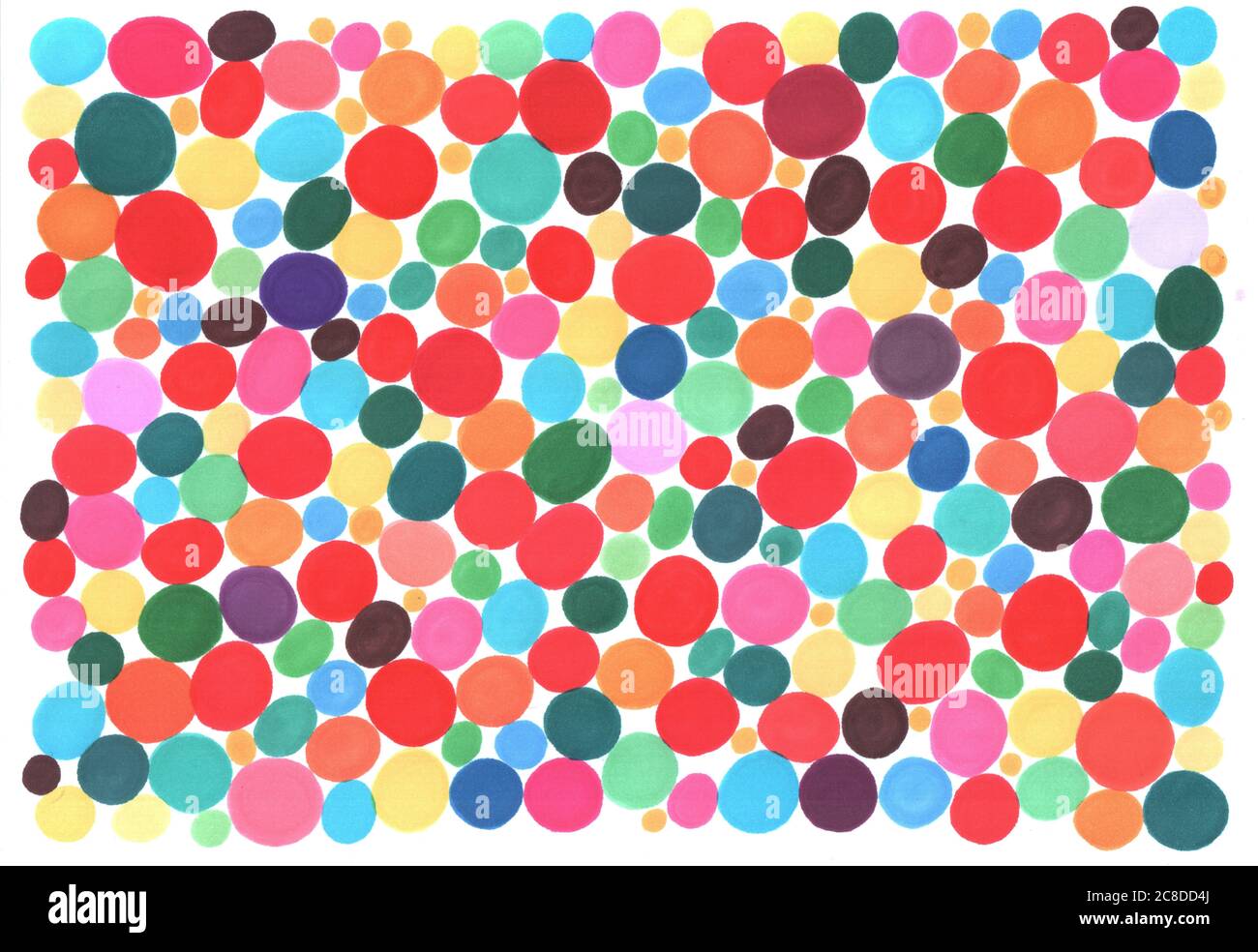 Marker painting. Multicolor doodle circles. Grunge hand drawn texture ...