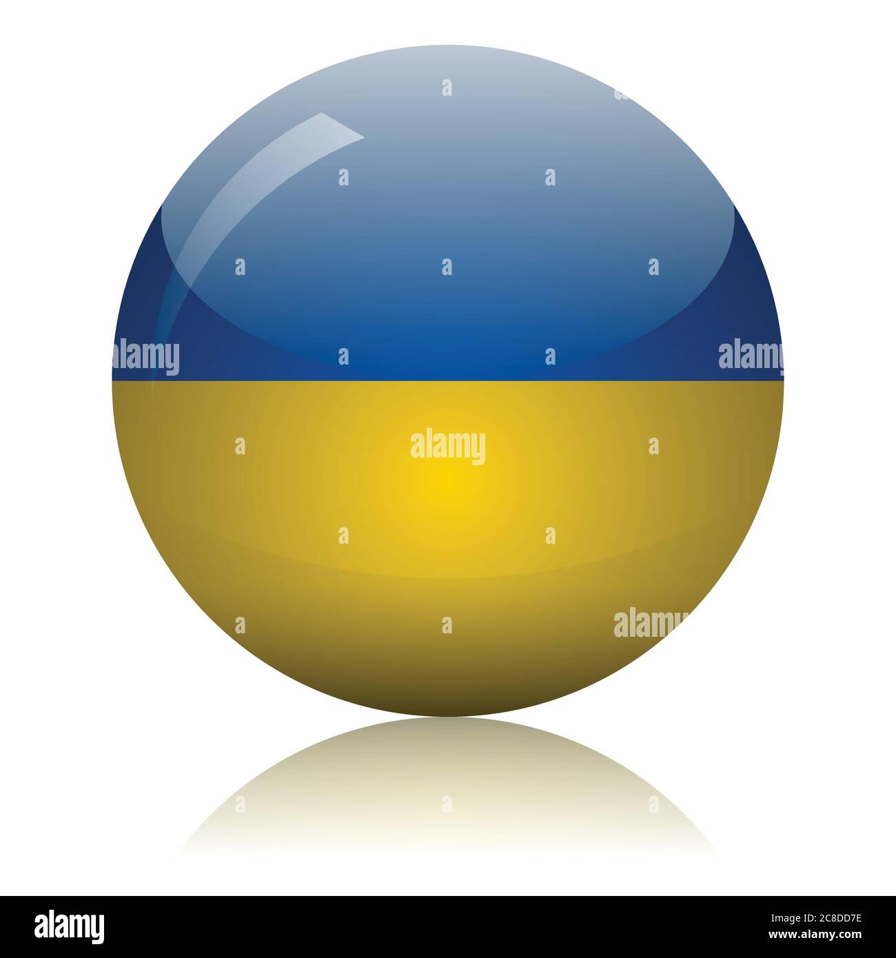 Ukrainian Flag Glass Ball On Light Mirror Surface Vector Illustration