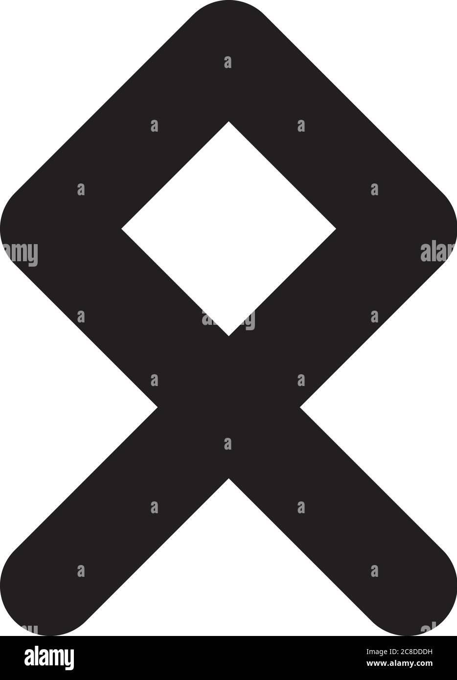 Ancient scandinavic rune othala. Viking futhark alphabet. Flat black ...