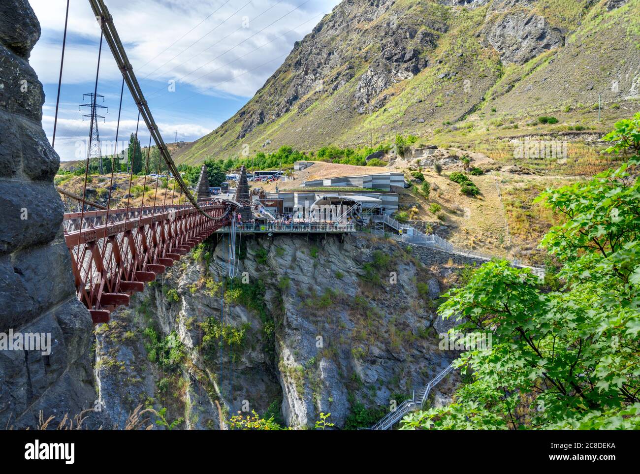 View towards the AJ Hacket Bungy jumping centre at Kawarau Gorge ...