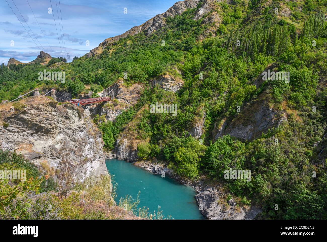 View of the Kawarau Gorge suspension bridge, Kawarau Gorge, Otago ...