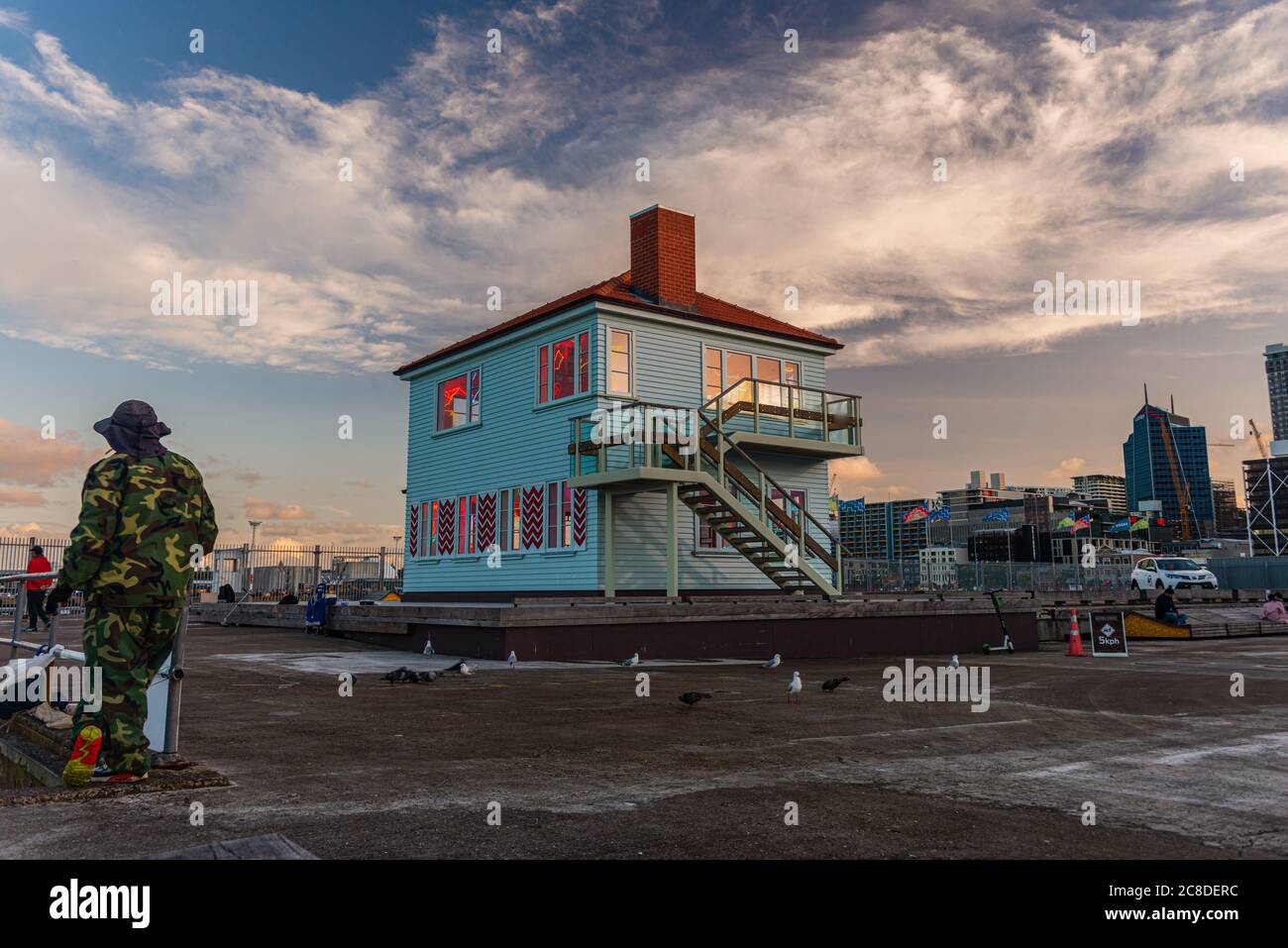 Outside The Lighthouse on Auckland Queens Wharf ferry terminal. Night ...