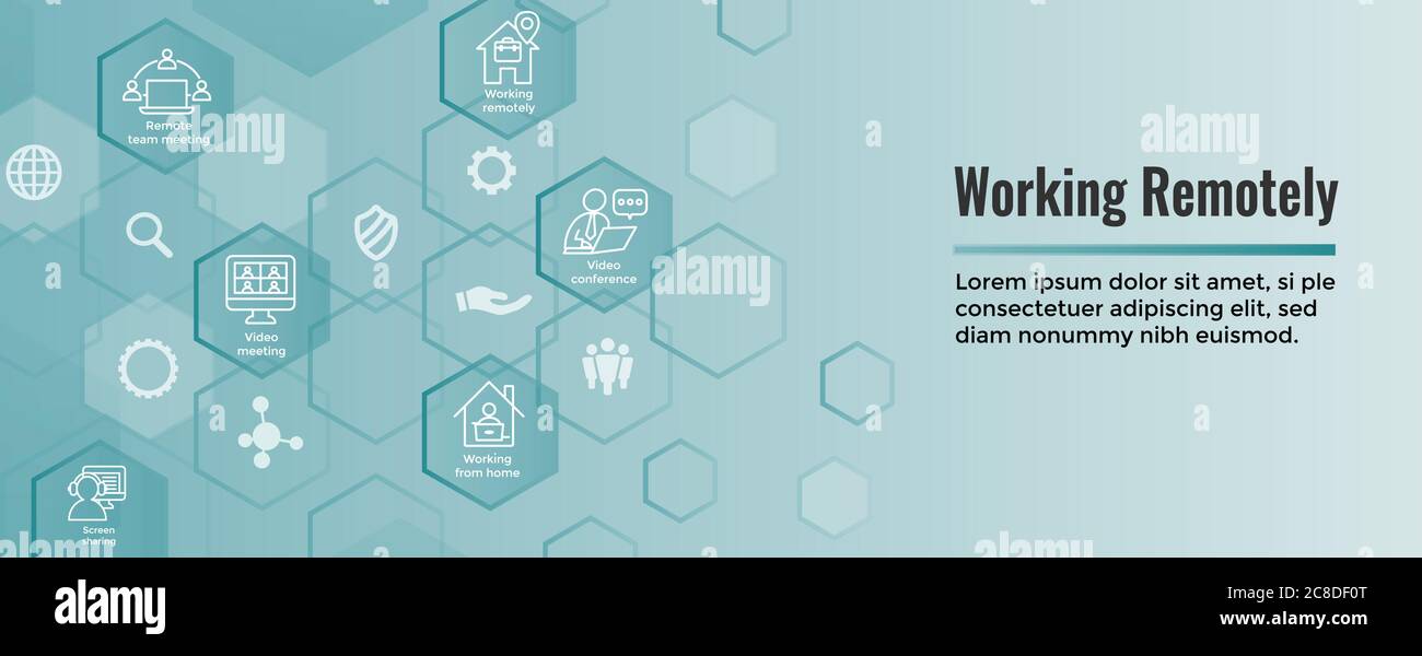 Remote work icon set & web header banner Stock Vector Image & Art - Alamy