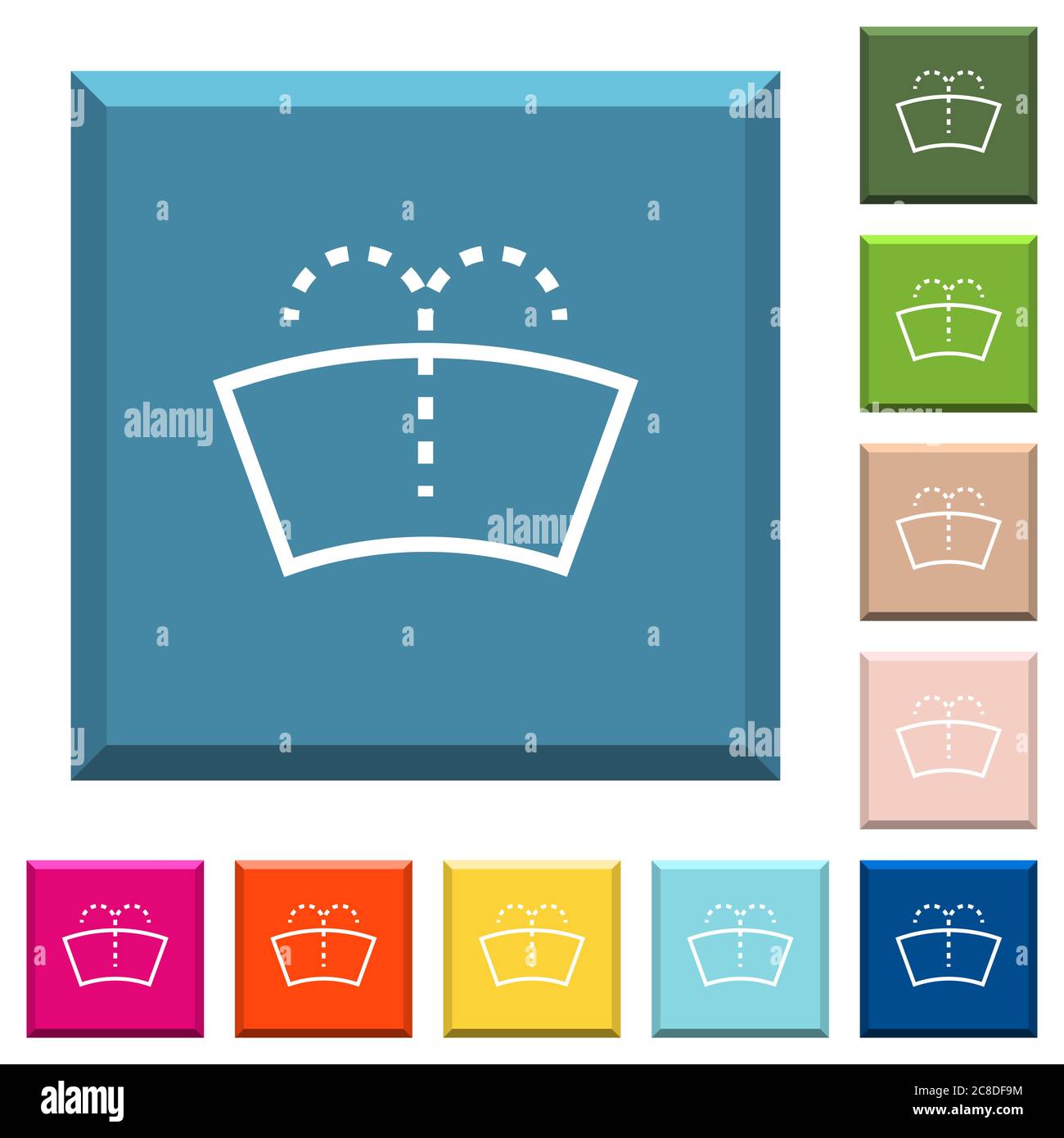 Windshield washer white icons on edged square buttons in various trendy ...