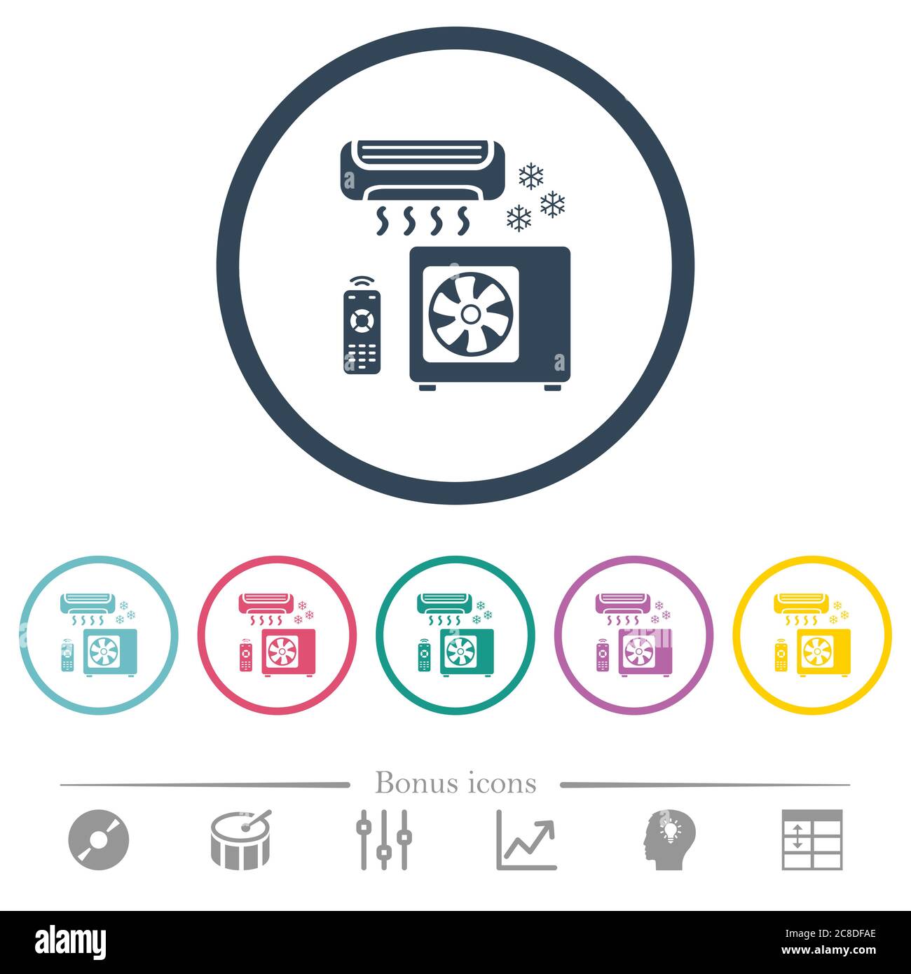Air conditioning system flat color icons in round outlines. 6 bonus ...